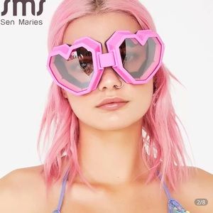 Accessories | Nwt Pink Heart Shaped Goggle Sunglasses Oversized ...